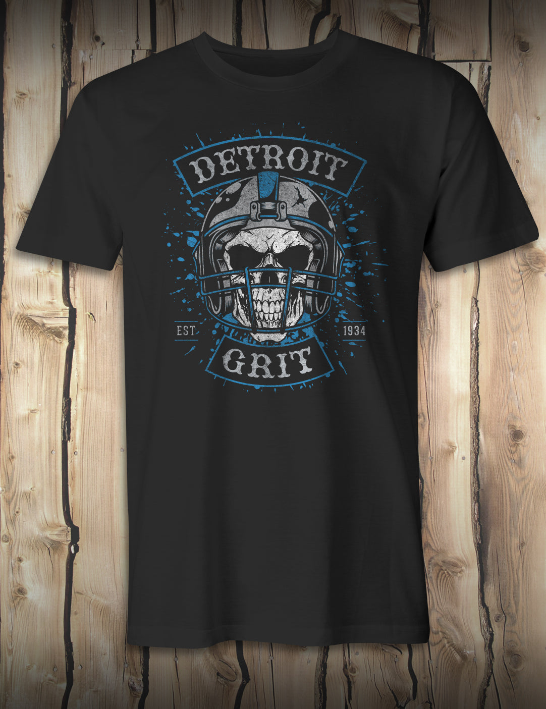 Michigan T-Shirt - Detroit Helmet Skull - Mens - The Michigan Outfitter