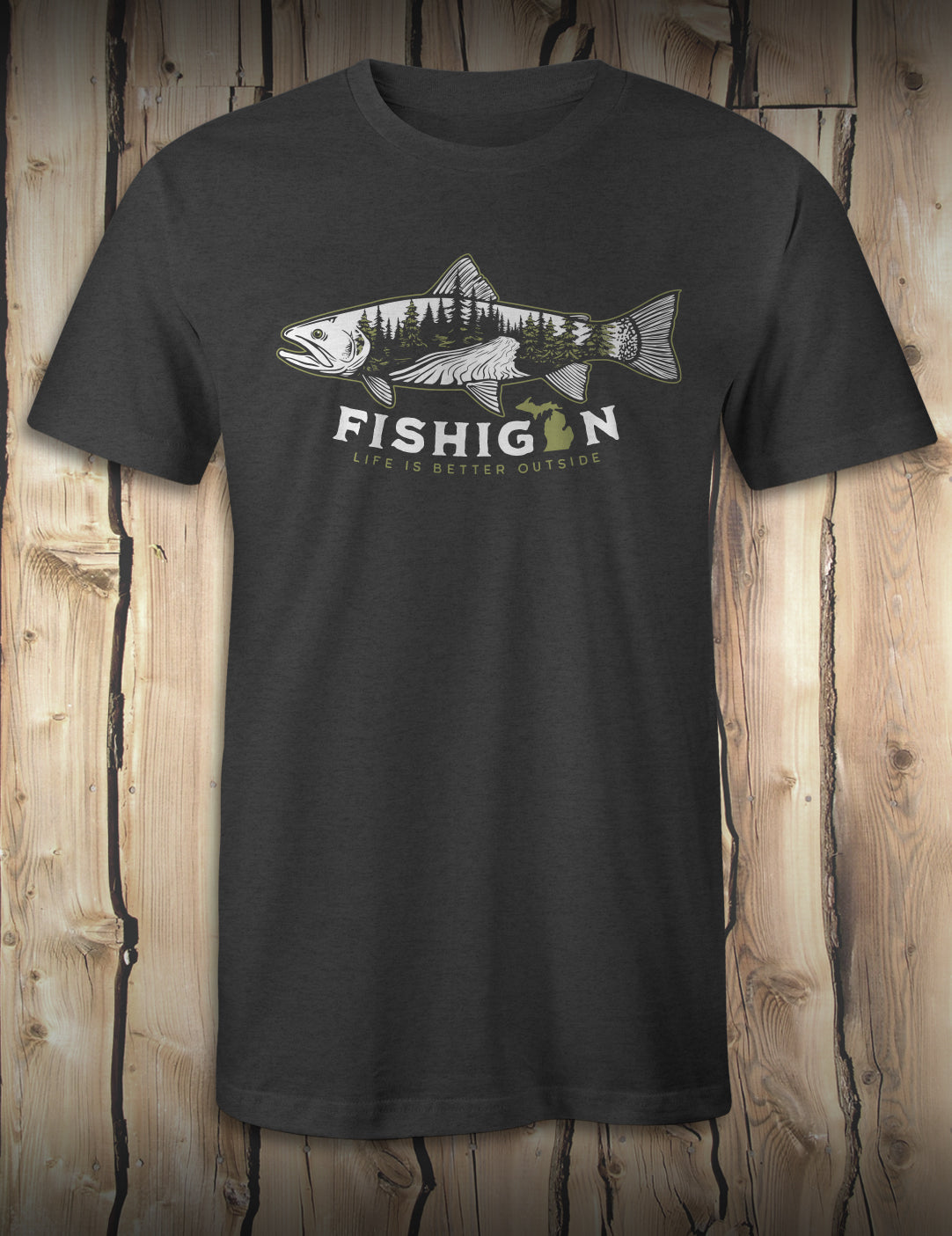 Michigan T-Shirt - Trout Fish - Mens - The Michigan Outfitter