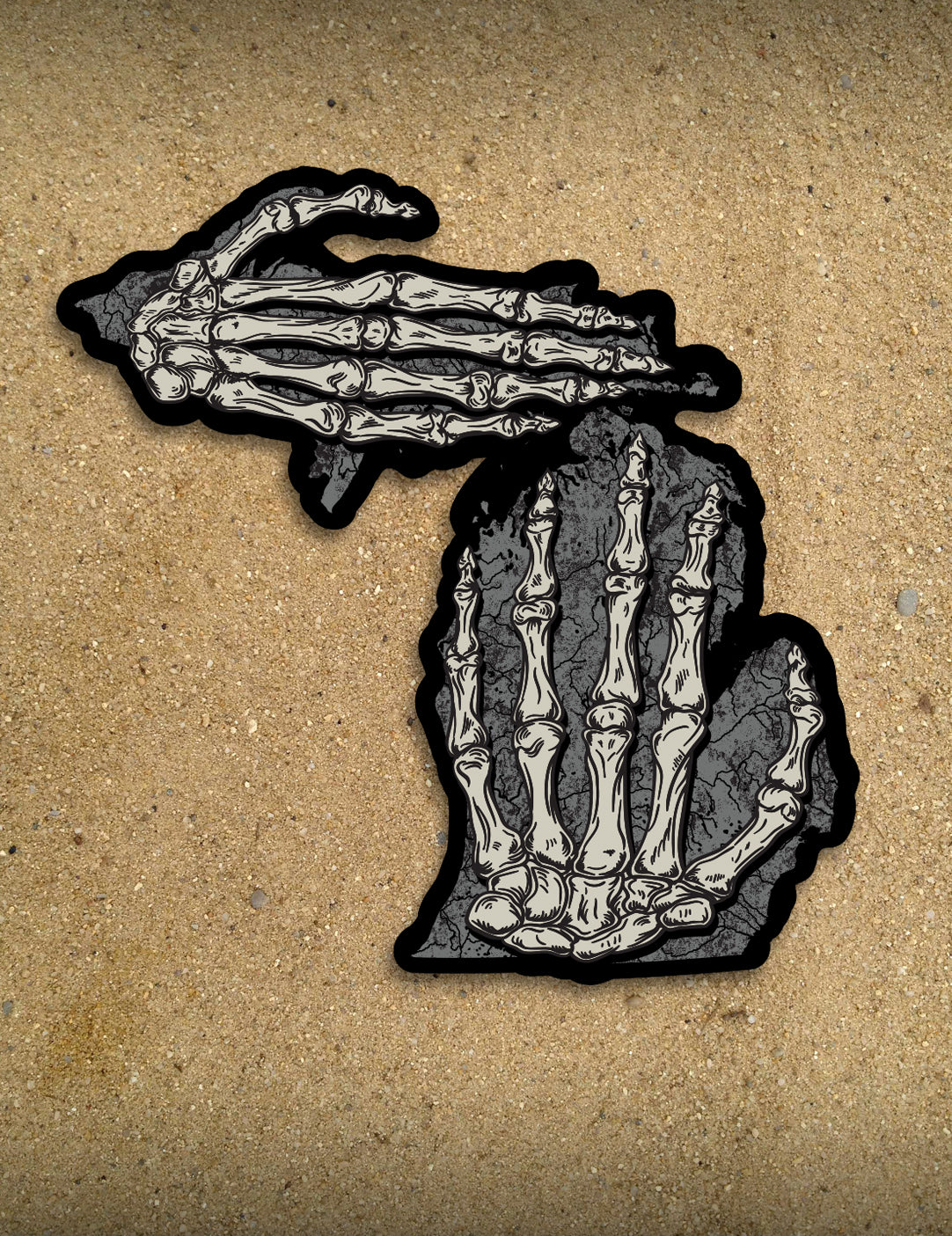 Skeleton Hand - 4" Michigan Sticker – The Michigan Outfitter