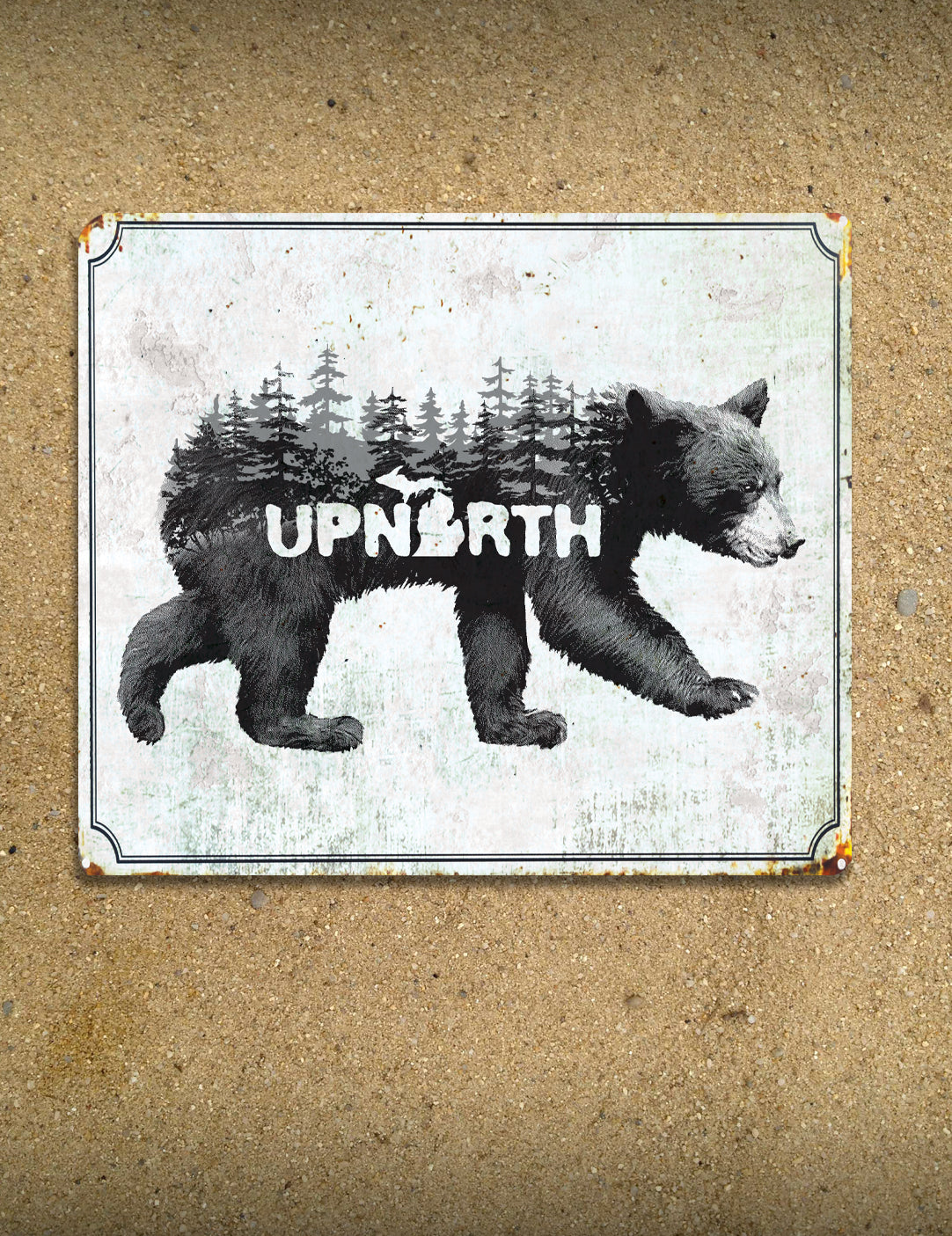 12" x 14" Metal Sign - Upnorth Bear – The Michigan Outfitter
